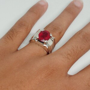 Natural 4 Carat Deep Red Ruby Ring Sterling Silver 925 Yaqoot Handmade ...