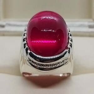 Rare Cabochon Deep Red Ruby Ring Sterling Silver 925 Anari Yaqoot ...
