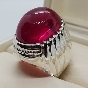 Rare Cabochon Deep Red Ruby Ring Sterling Silver 925 Anari Yaqoot ...