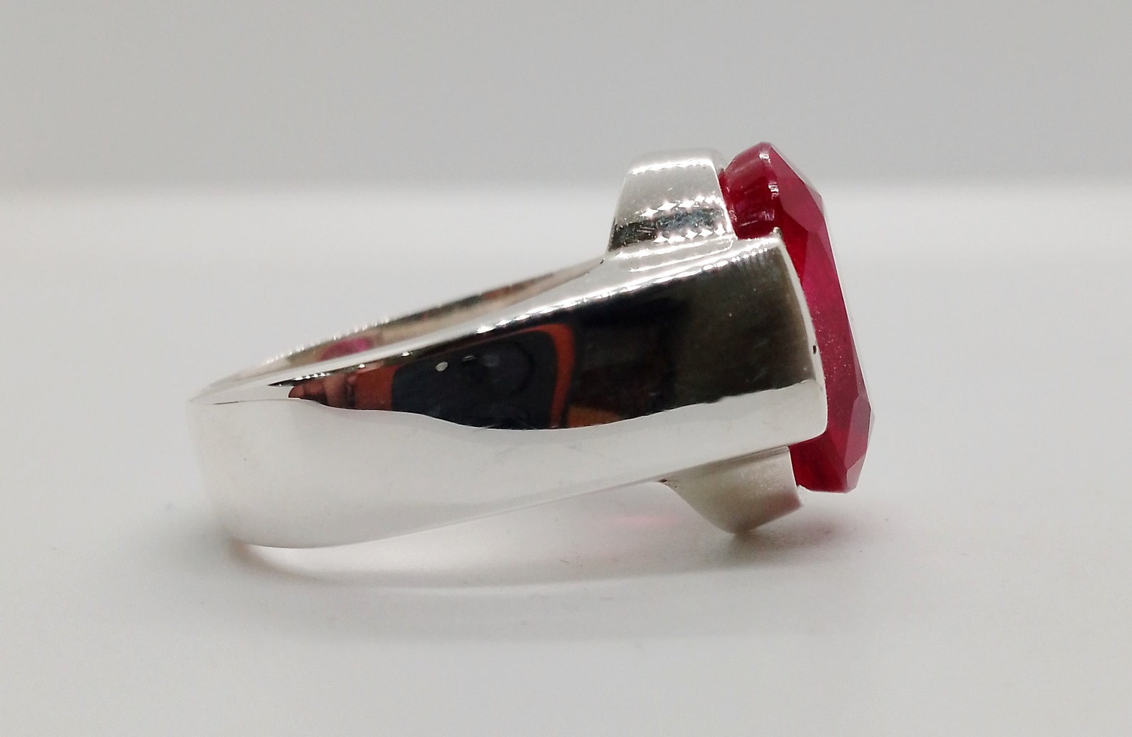 Oval Cut Deep Red Ruby Mens With Sterling Silver 925 Handmade Yaqoot ...