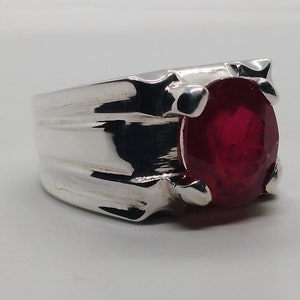 Natural 4 Carat Deep Red Ruby Ring Sterling Silver 925 Yaqoot Handmade ...