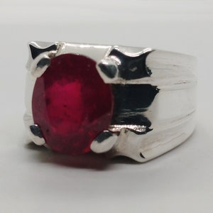 Natural 4 Carat Deep Red Ruby Ring Sterling Silver 925 Yaqoot Handmade ...