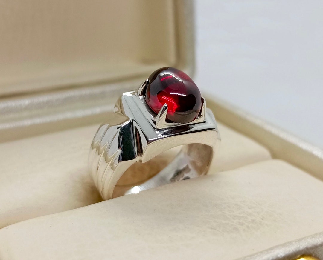Rare Oval Cut Red Zircon Ring Sterling Silver 925 Handmade Red Zircon ...