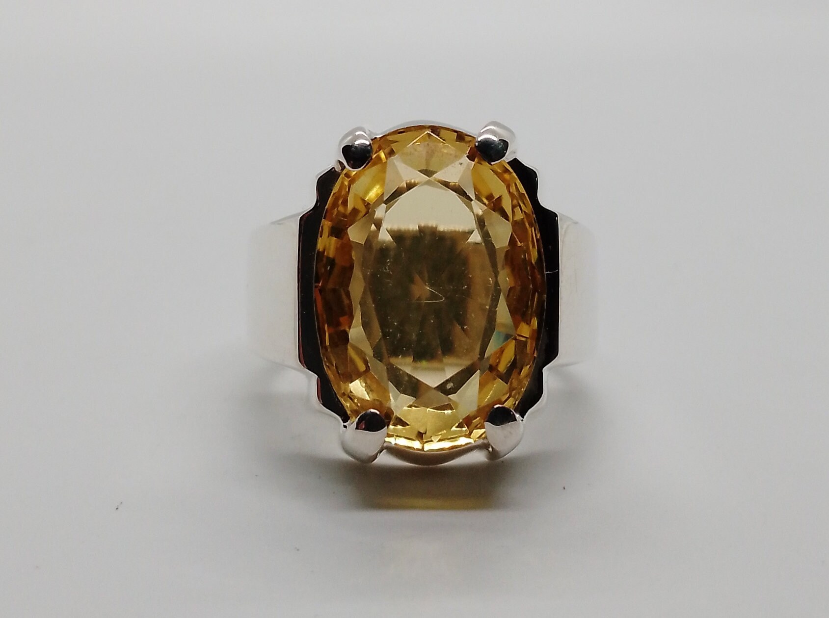 15 Carat Rare Yellow Citrine Ring Sterling Silver 925, November Birth ...