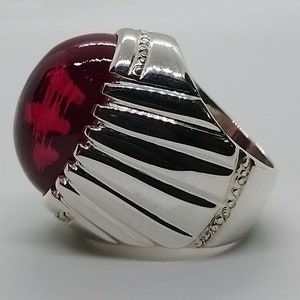 Rare Cabochon Deep Red Ruby Ring Sterling Silver 925 Anari Yaqoot ...