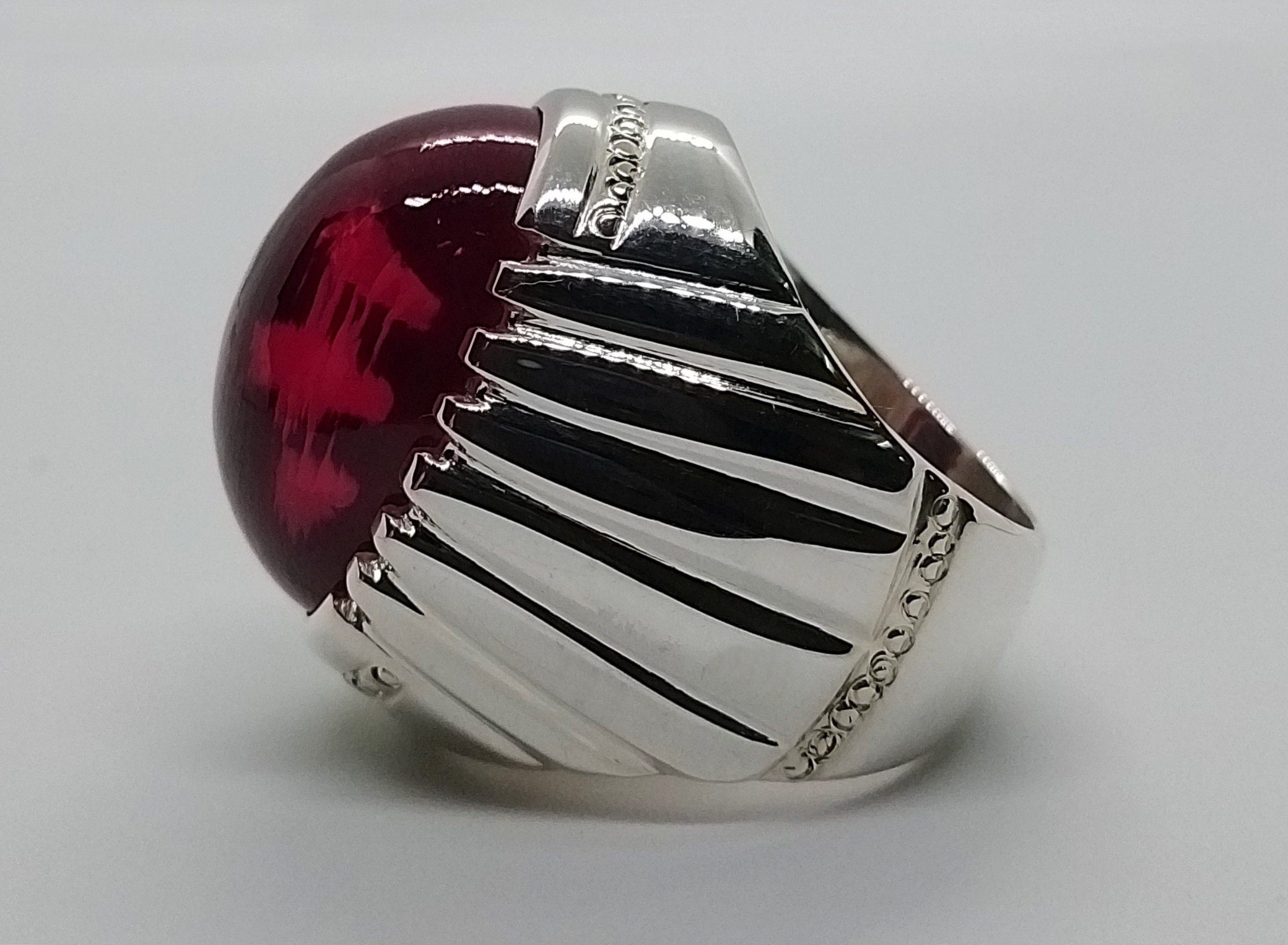 Rare Cabochon Deep Red Ruby Ring Sterling Silver 925 Anari Yaqoot ...