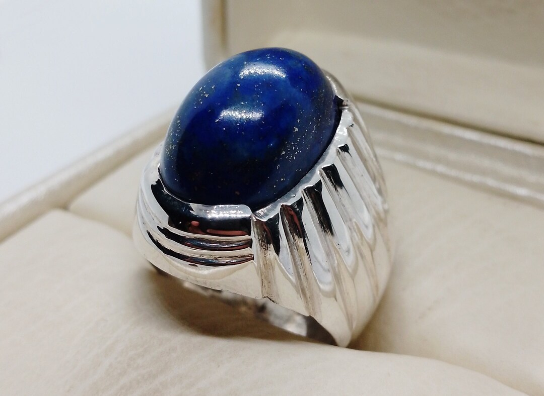 Natural Lapis Lazuli Mens Ring Sterling Silver 925 Handmade Ring Real ...