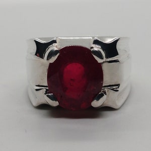 Natural 4 Carat Deep Red Ruby Ring Sterling Silver 925 Yaqoot Handmade ...