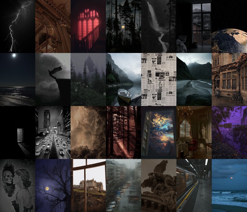 100 PCS Darkest Time COLLAGE KIT - Darkest Wall Collage Kit Dark ...