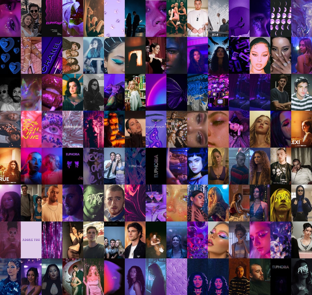 100 PCS Purple. Wall Collage Kit, Purple Collage Kit, Purple Photo Wall ...