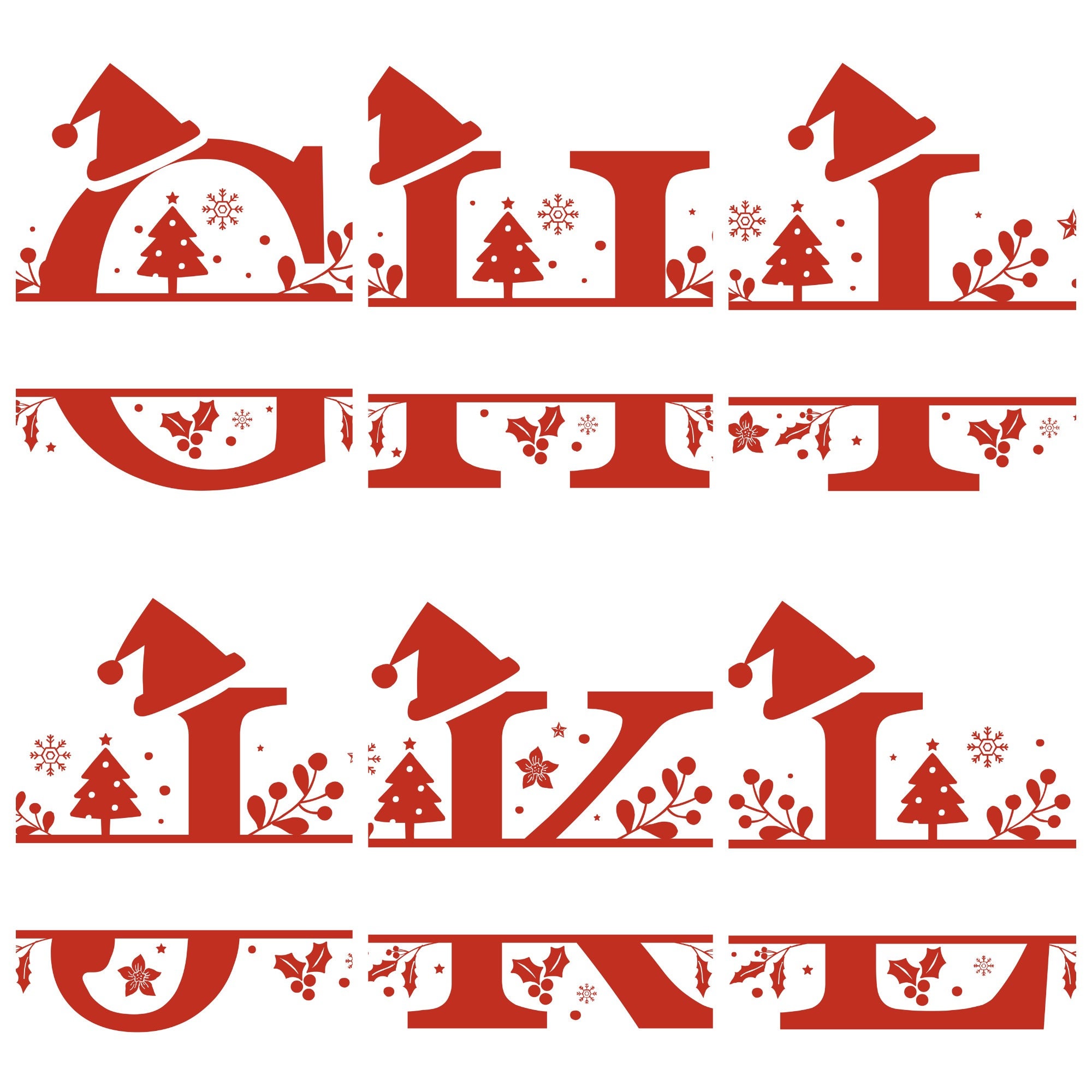 Christmas Monogram SVG PNG, Christmas Split Svg Png, Personalized ...