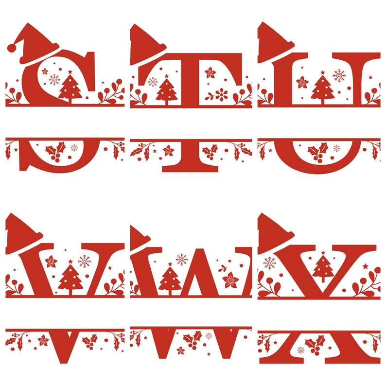 Christmas Monogram SVG PNG Christmas Split Svg Png - Etsy