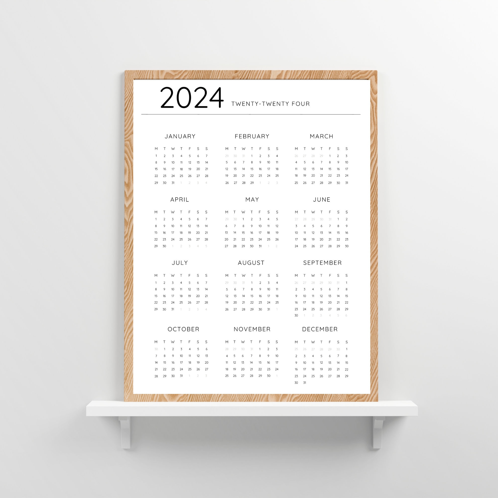 A3 2024 Printable Calendar Digital Download,a3 Size,wall Calendar Moday ...