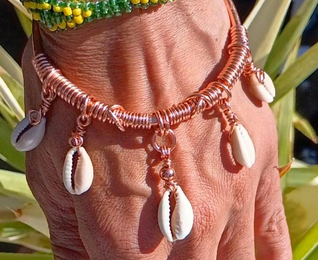 Oya Spiritual Cowrie Shell Solid Copper Bangle Bracelet - Etsy