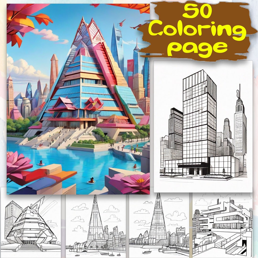 Architectural Delights: Coloring Pages Collection for Adult Creativity ...