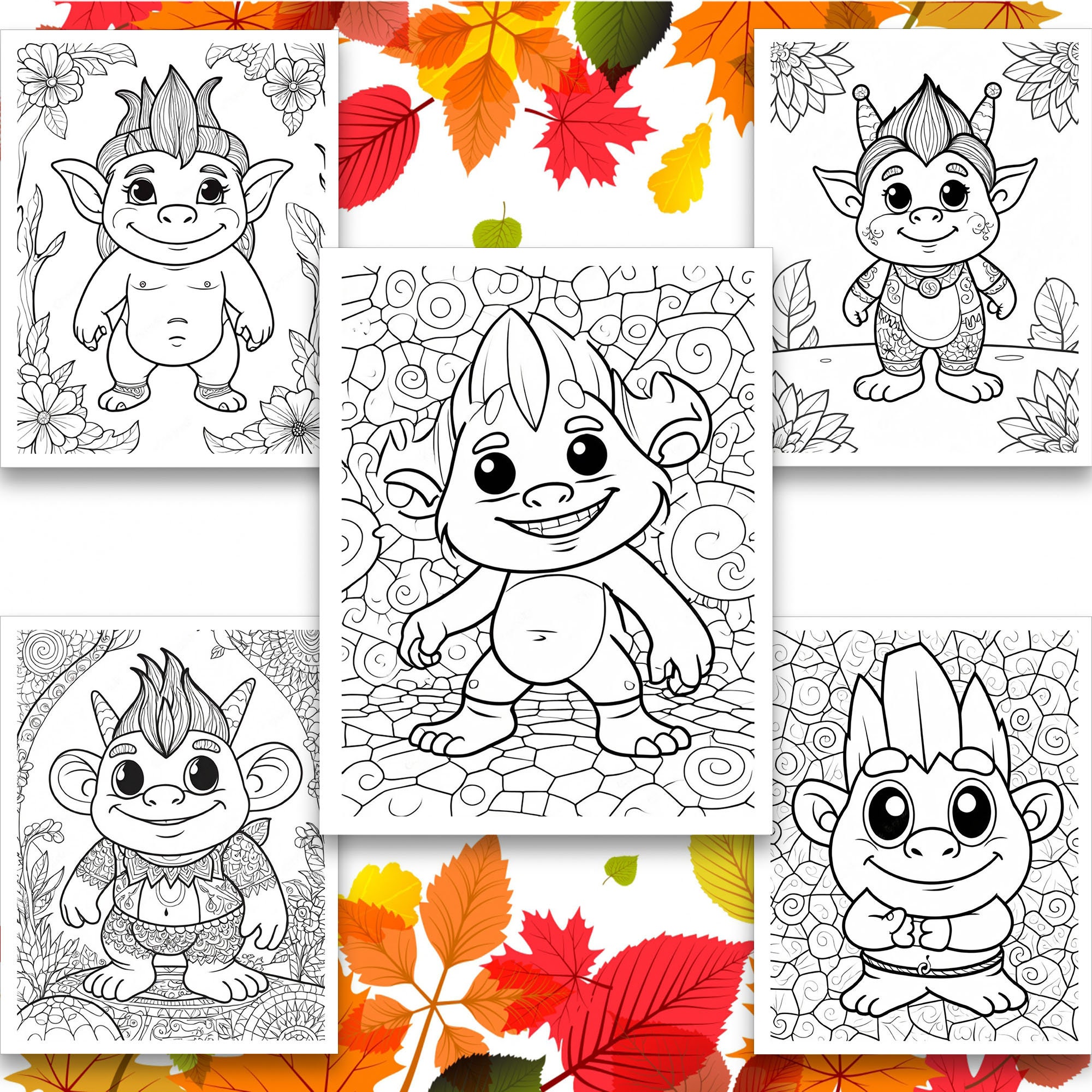 Kawaii Style Orc Coloring Pages Cute Fantasy Fun, Troll Sign, Troll ...