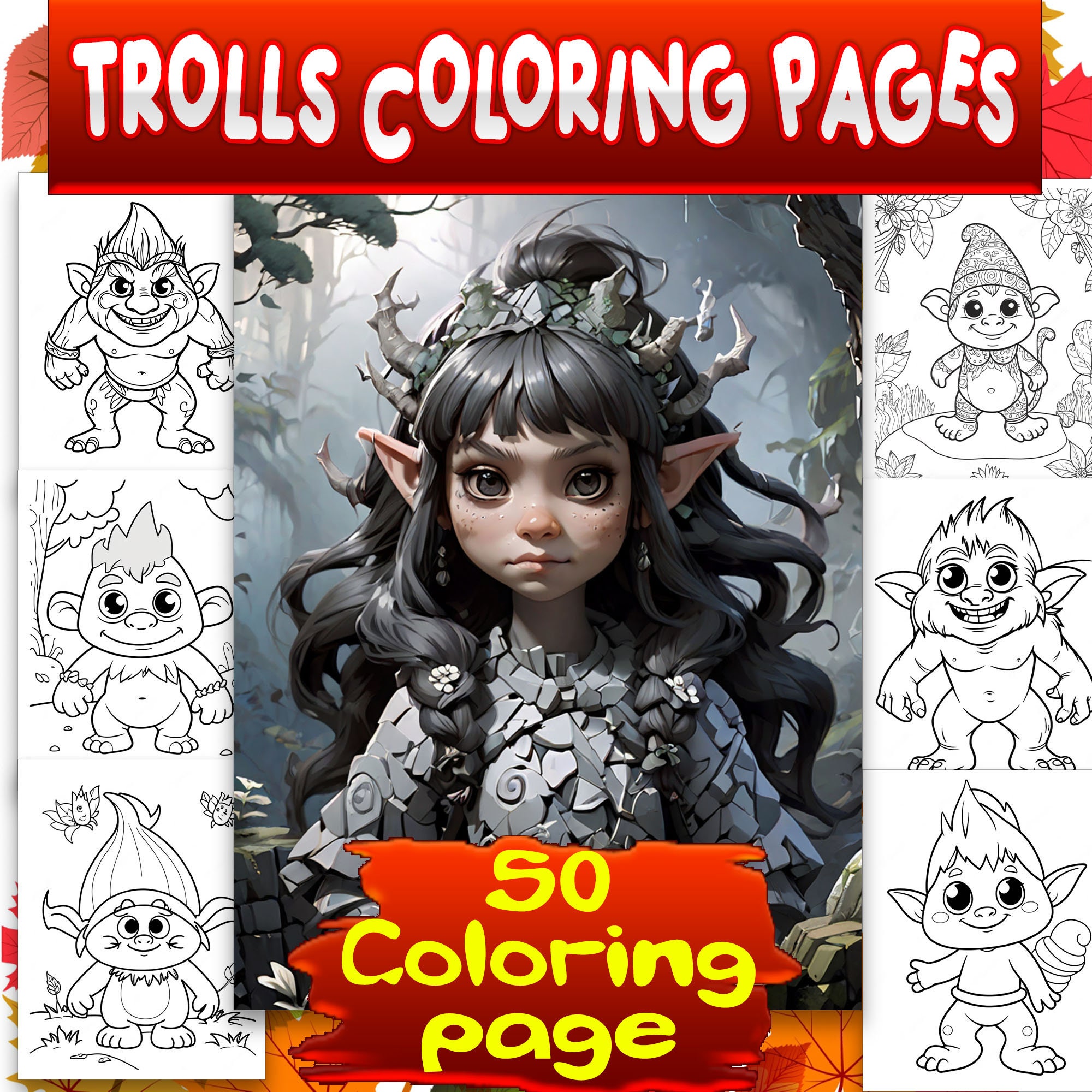 Kawaii Style Orc Coloring Pages Cute Fantasy Fun, Troll Sign, Troll ...