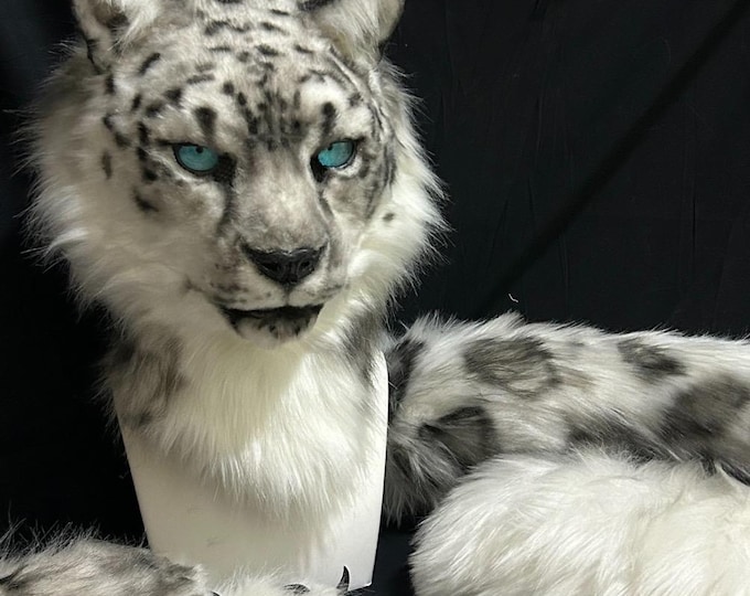 Realistic Leopard Fursuit Head, Furry Cosplay,snow Leopard With Movable ...