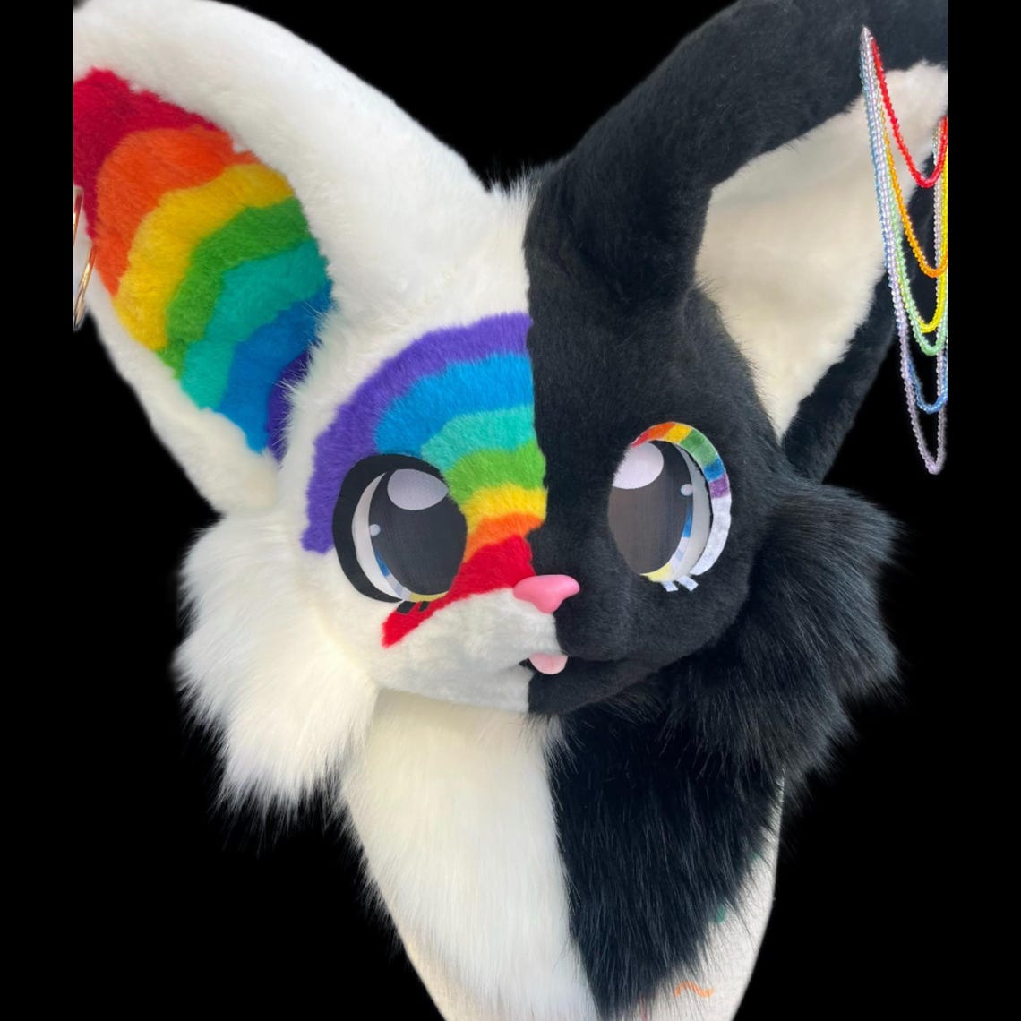 Rainbow Bunny Fursuit Head, Kemono Furry Pre-made Head, Furry Cosplay ...