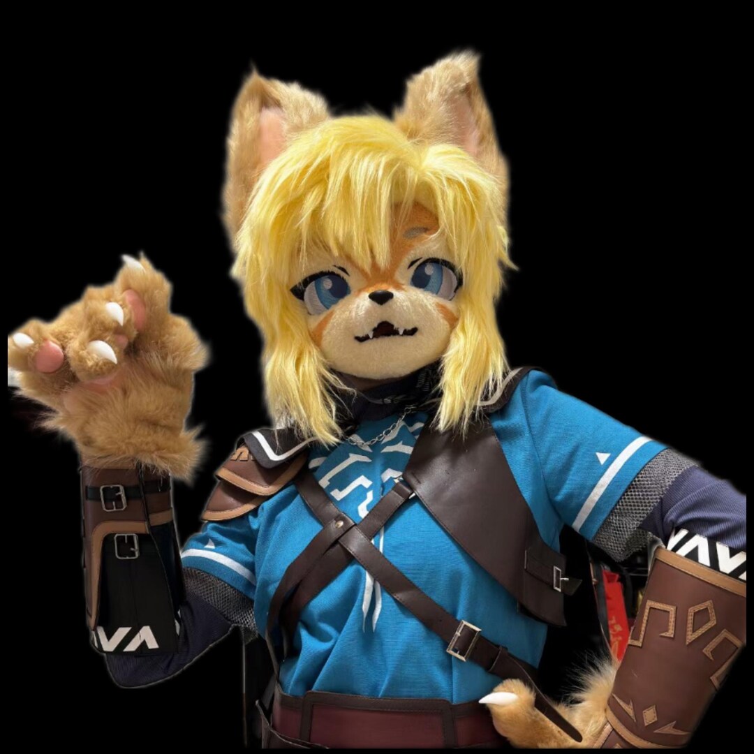 Zelda Link Kemono Fursuit Head, Furry Pre-made Fur Head + Tail + Claws ...