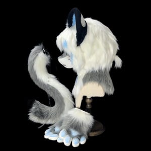 Snow Leopard Fursuit Head, Kemono Furry Pre-made Head + Claws + Tail ...