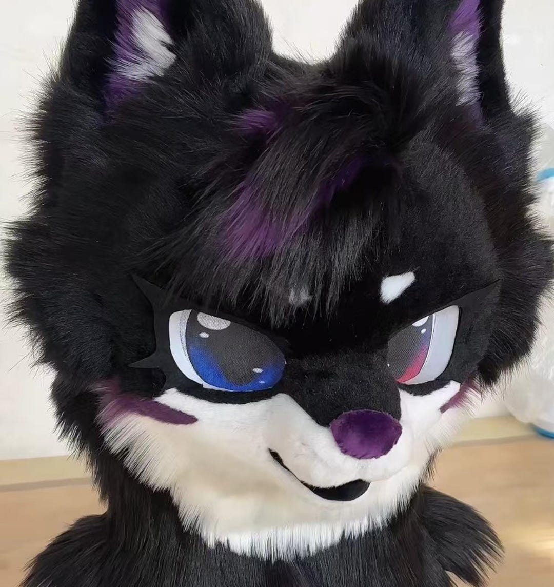 Fursuit Head Head Only, Furry Head, Furry Cosplay, Black Fox Fantasy ...