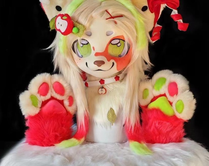 Apple Fox Fursuit Head, Furry Pre-made Fur Head, Furry Cosplay,fantasy ...