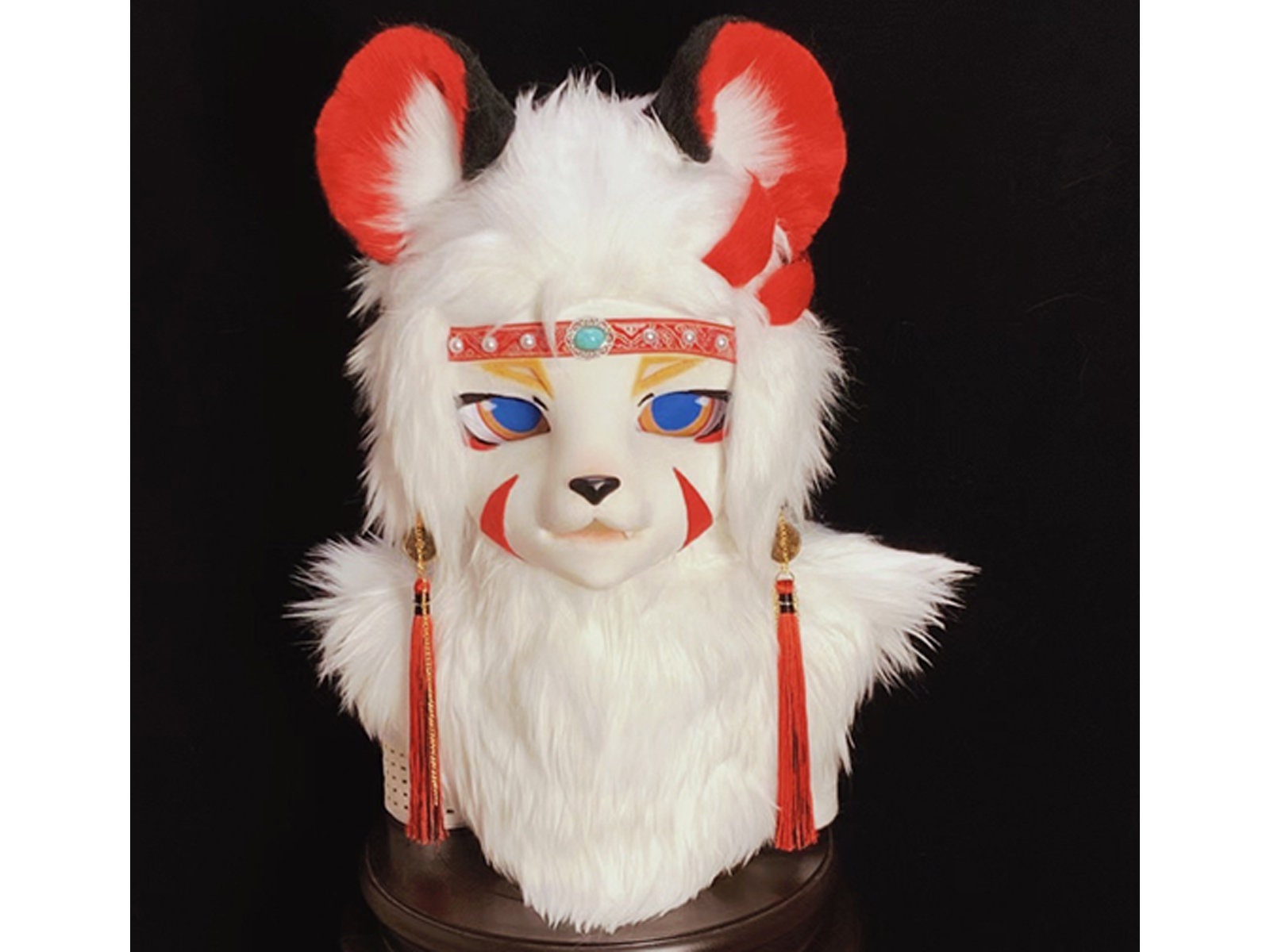 Fursuit Head, Furrynew Pre-made Fur Head, White Jade Lion, Furry ...