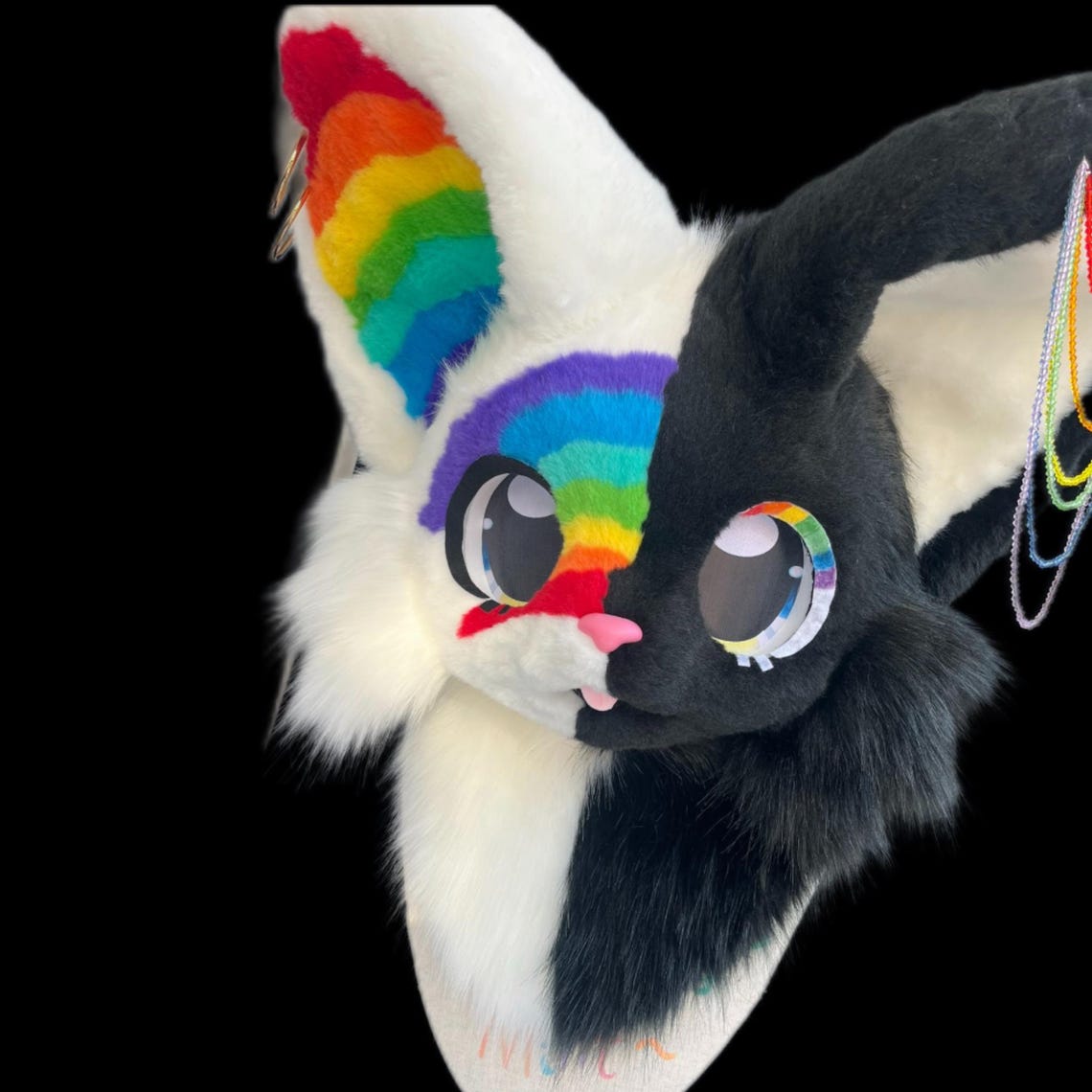 Rainbow Bunny Fursuit Head, Kemono Furry Pre-made Head, Furry Cosplay ...