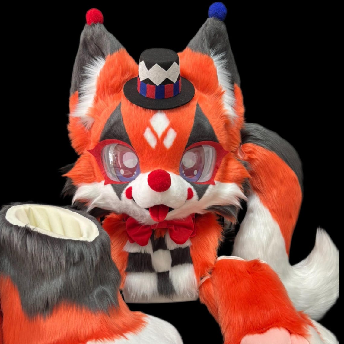 Clown Fox Fursuit Head, Furry Pre-made Fur Head + Feet + Tail + Claws ...