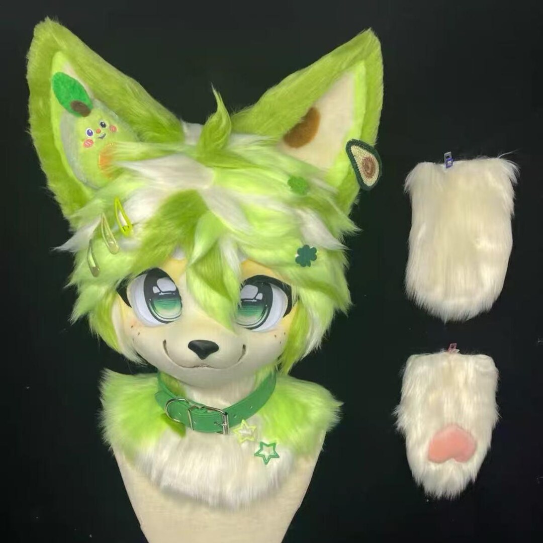 Fursuit Head and Claw, "avocado Puppy" Fantasy Creatures, Furry Pre ...
