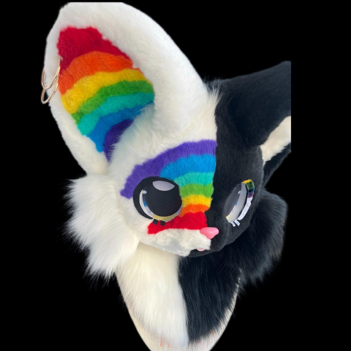 Rainbow Bunny Fursuit Head, Kemono Furry Pre-made Head, Furry Cosplay ...