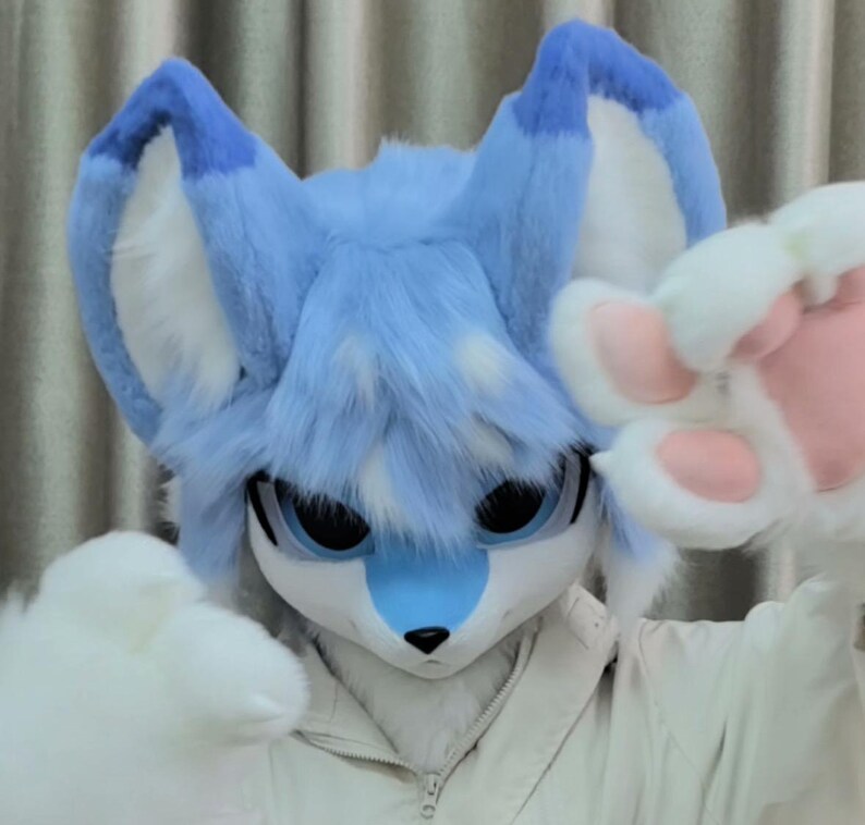 Fursuit Head and Claw,furry Cosplay,fantasy Creatures, Blue Fox Fursuit ...