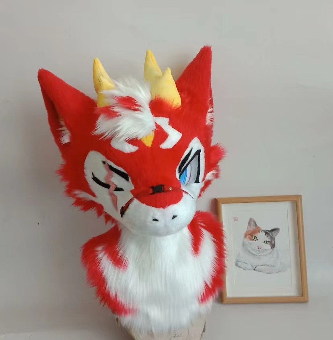 Fursuit Head, Furry Pre-made Fur Head, Furry Cosplay,fantasy Creatures ...