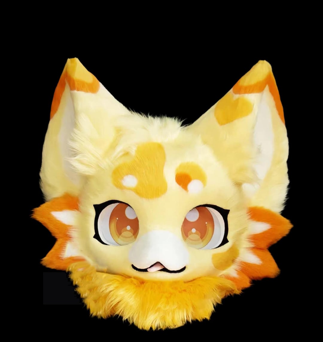 Cute Orange Cat Fursuit Head, Orange Cat Fantasy Creatures, Furry Pre ...