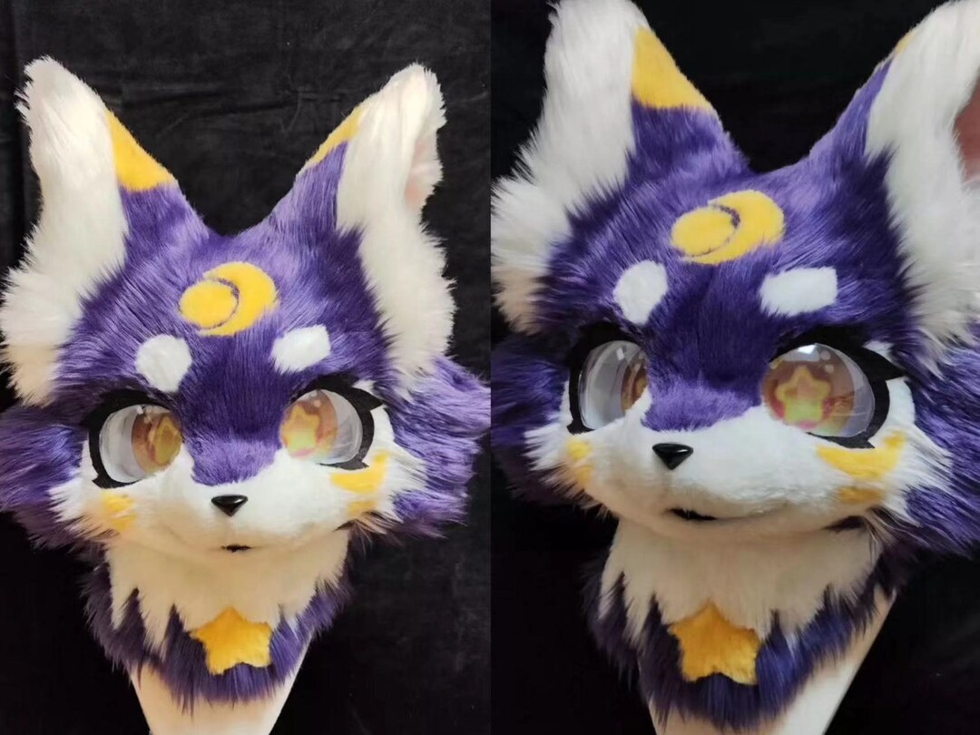 Fursuit Head Head Only, Furry Cosplay,fantasy Creatures,purple Fox ...