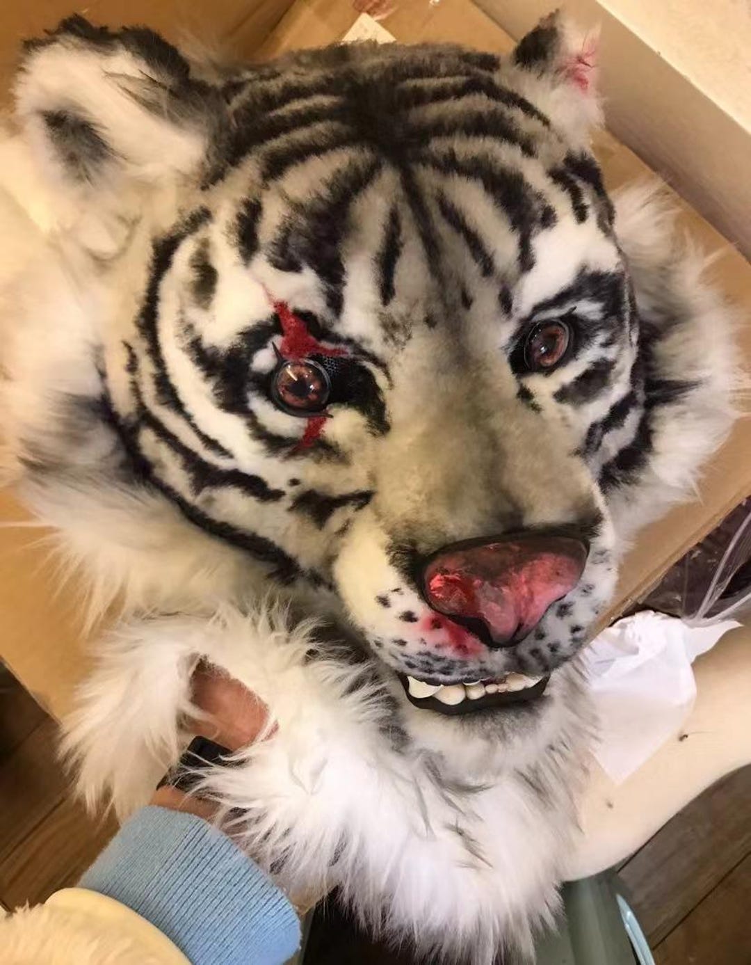 Realistic White Tiger Fursuit Head, Furry Pre-made Fur Head, Furry ...