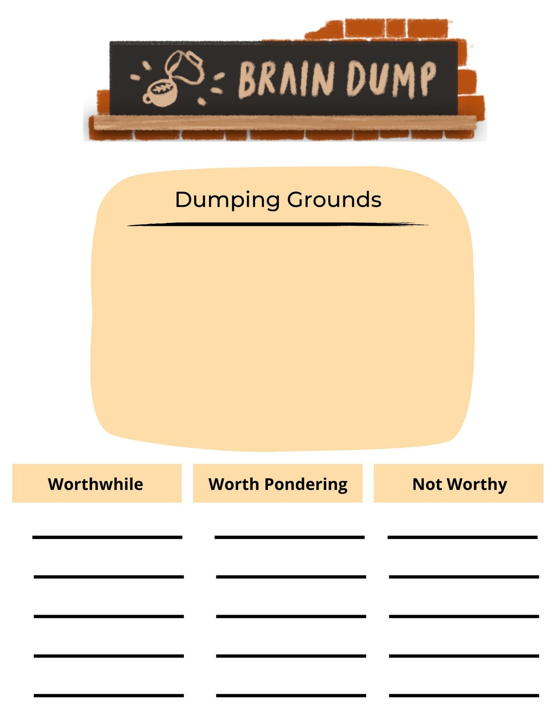 Brain Dump Printable Worksheet - Etsy