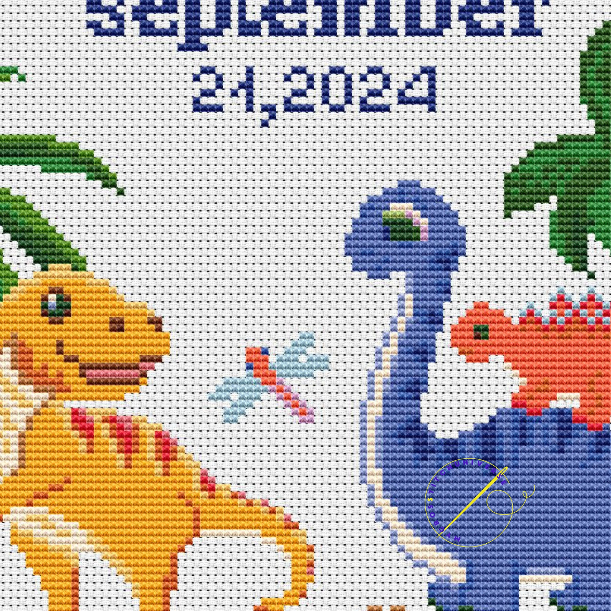 Dino Cross Stitch Pattern. Personalized Cross Stitch. Birth ...