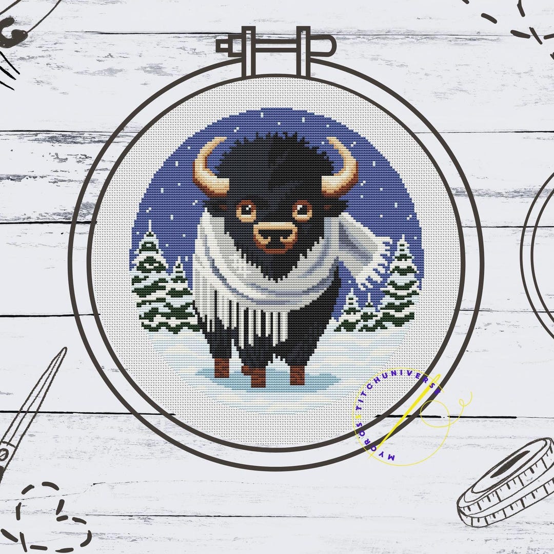 Contemporary Bison Cross Stitch Pattern. Digital Downloadable Design ...