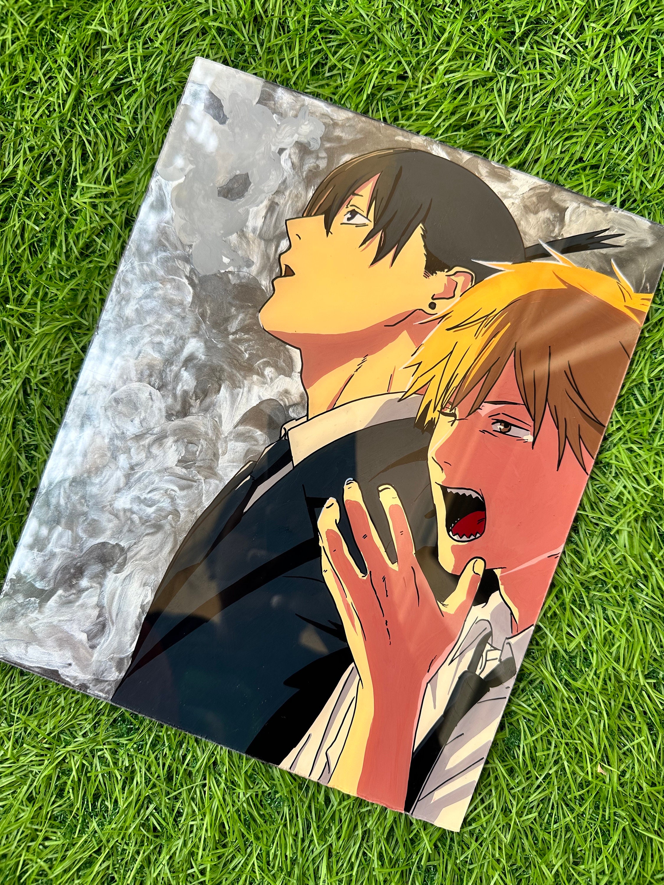 Anime Glass Paintings Premade Glass Painting Anime Painting Painted Art ...