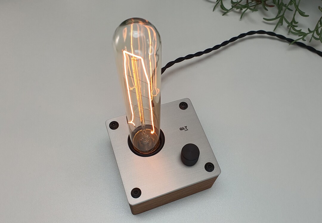 Handmade Edison Bulb Table Lamp: Retro Aluminum & Wood Dimmer - Etsy
