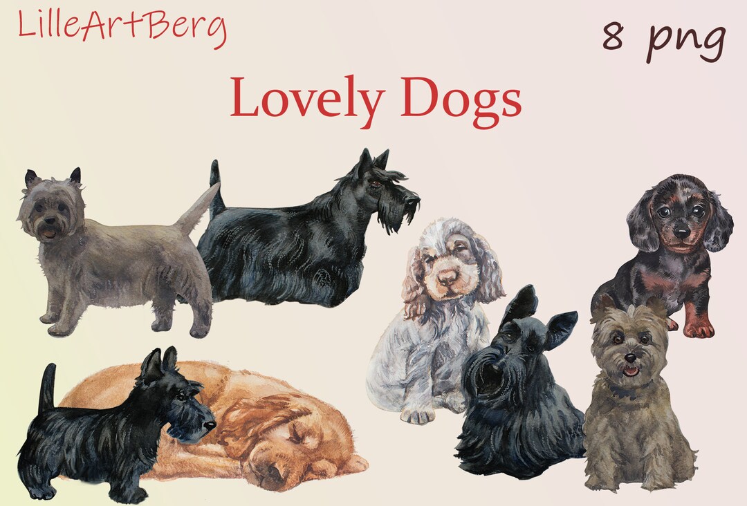 Animal Clip Art Watercolor Puppy Hand Painted Dogs. Cute British ...