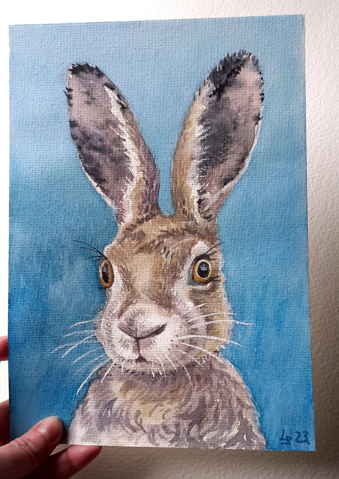 Rabbit Portrait Pet Illustration Original Artwork Small Watercolor ...