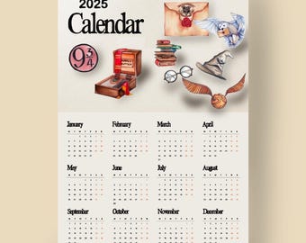 Printable Calendar 2025 Artistic Calendar Hand Illustrated Calendar - Etsy