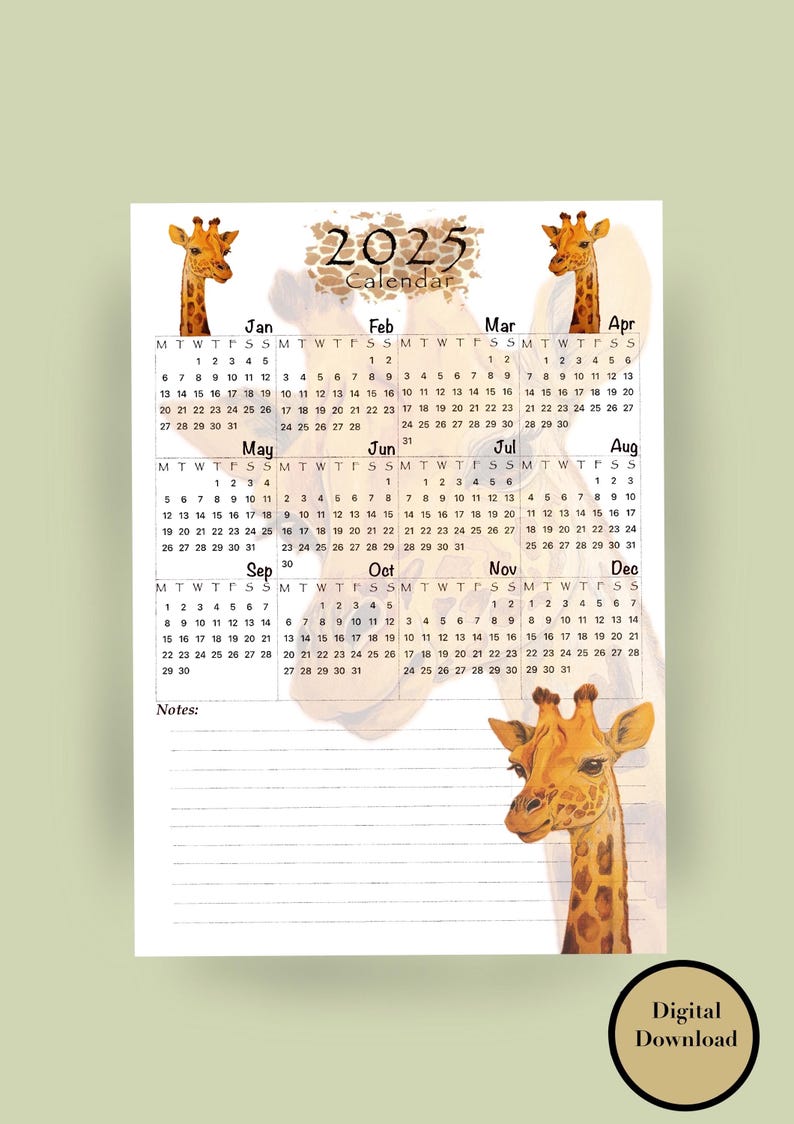 Printable Calendar 2025 Artistic Calendar Hand Illustrated Calendar ...