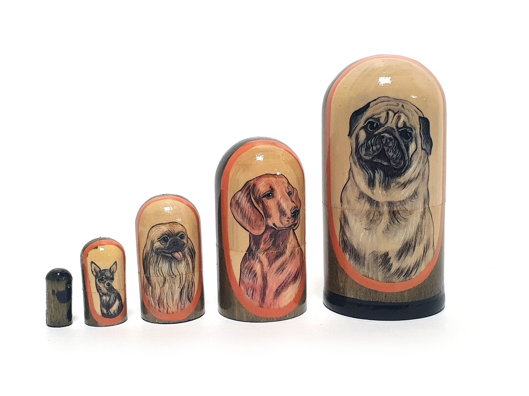 Pug Dog Nesting Dolls, 4.52 '' or 11.5 Cm, 5 Pcs - Etsy