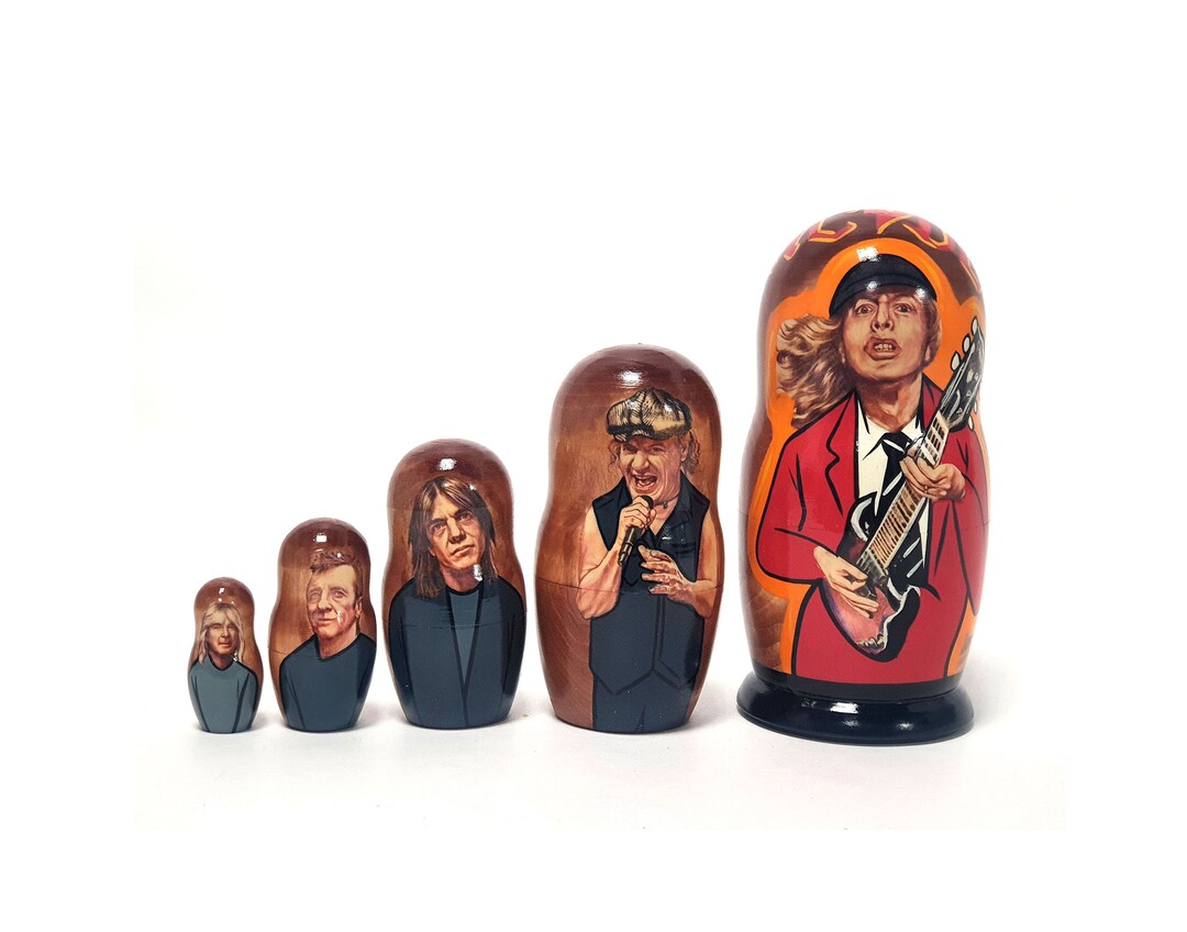 AC/DC Angus Young Nesting Dolls, Hand-painted Matryoshka Set (5 Pcs) - Etsy