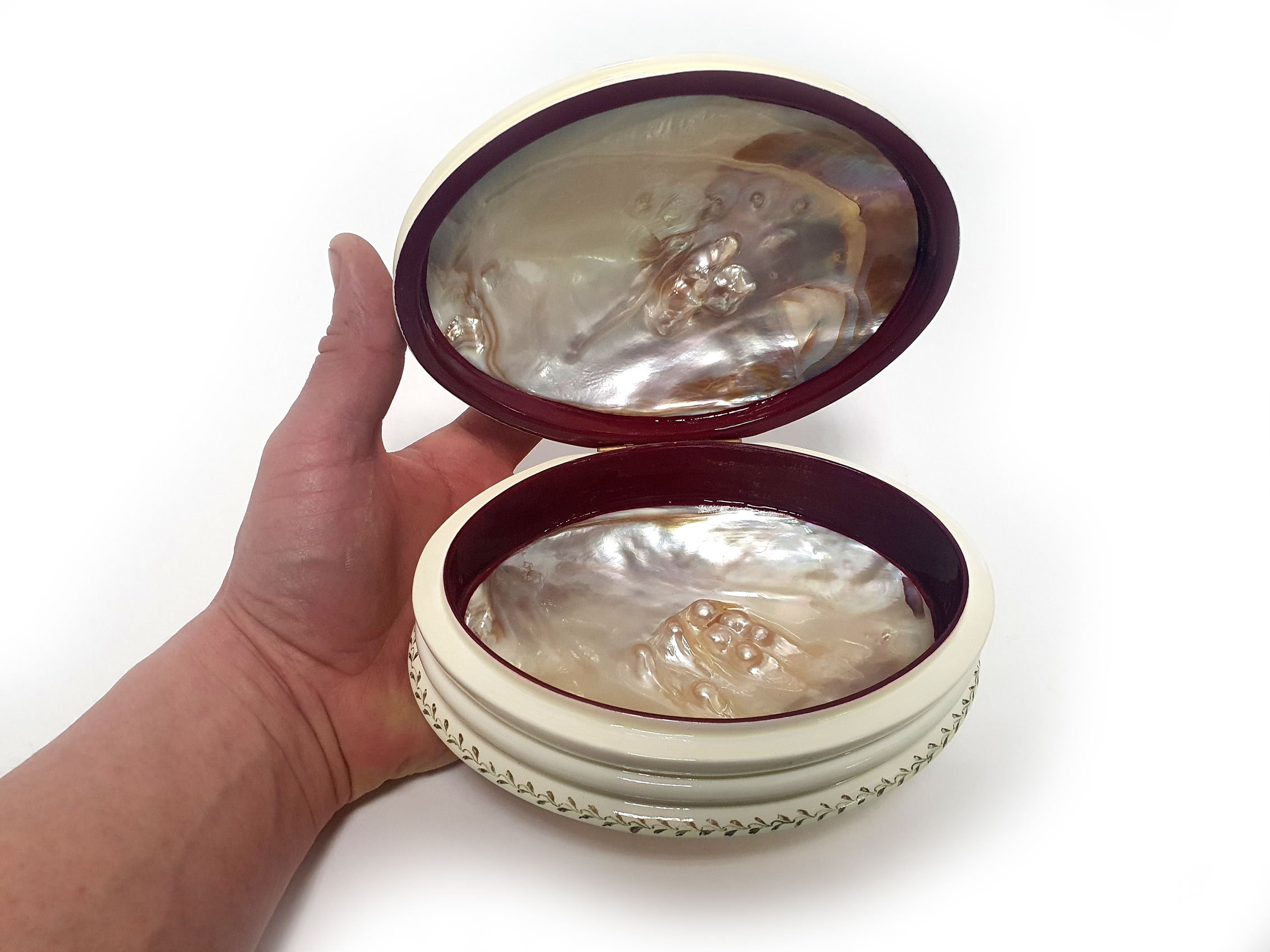 Unique Casket Made of Mother of Pearl Shell. winter Hand Painted ...