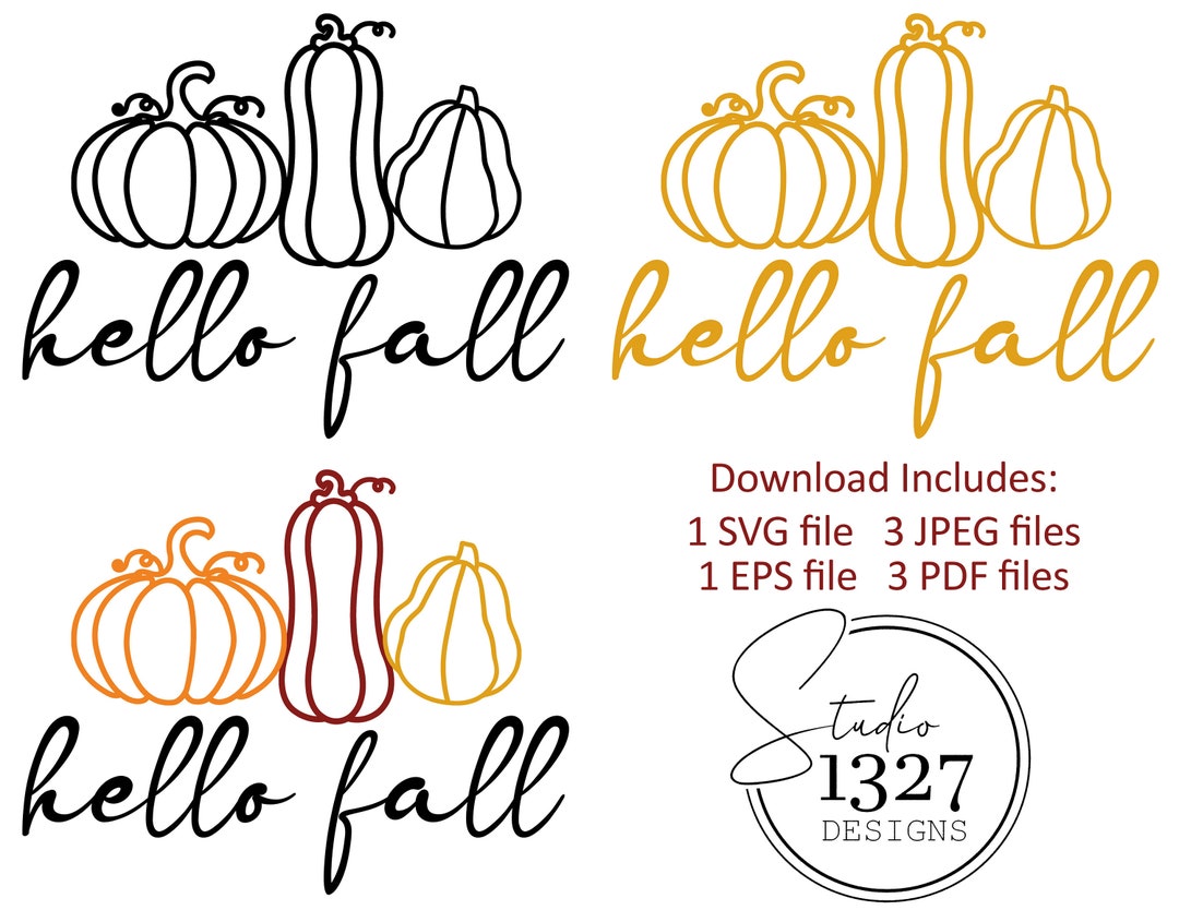 Hello Fall Pumpkin SVG: Autumn Printable Wall Art (digital Download) - Etsy